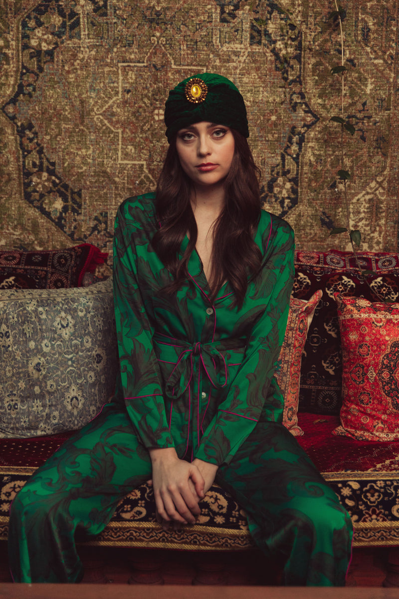 EMERALD SATIN LONG PJ SET – KILO BRAVA
